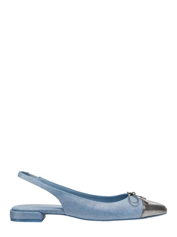 STUART WEITZMAN Sleek Denim Bow Slingback Ballerina Flats - Silver/gunmetal