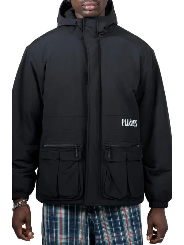 PLEASURES Run Hooded Nylon Jacket - Black