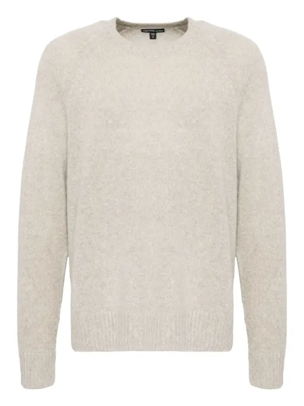 JAMES PERSE Lightweight Textured Cashmere Crew - Neutrals