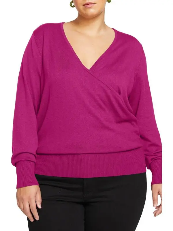 Universal Standard Statement Wrap Sweater - Plum Caspia