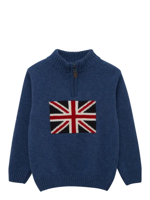 Trotters George Half-zip Sweater - Blue