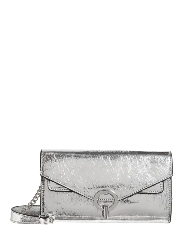 Sandro Metallic Leather Clutch - Black