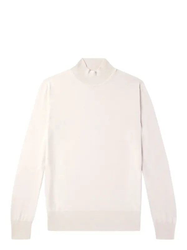 Mr P. Merino Wool Mock-neck Sweater - Neutrals