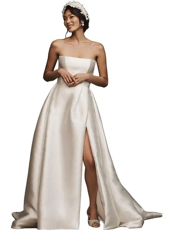 Jenny Yoo Catherine Strapless A-line Mikado Gown - Ivory
