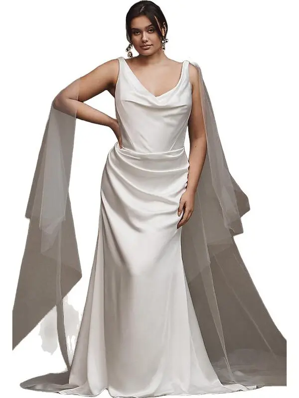 Watters Wtoo Gigi Draped U-neck Column Gown - Ivory
