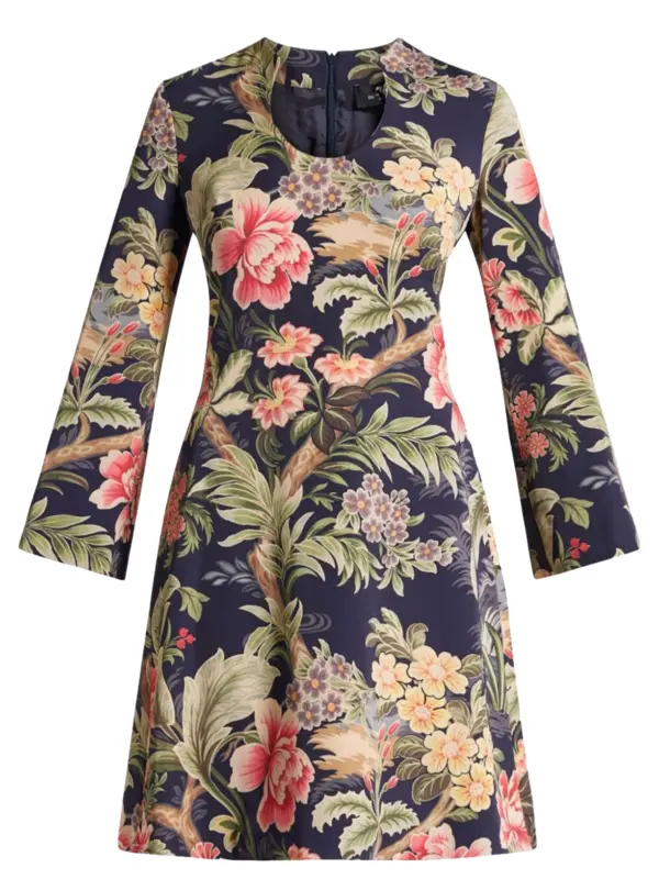 Etro Floral-print Minidress - Blue