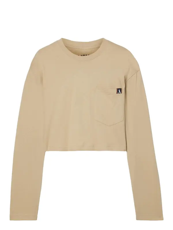 AARMY Cropped Cotton-jersey T-shirt - Sand