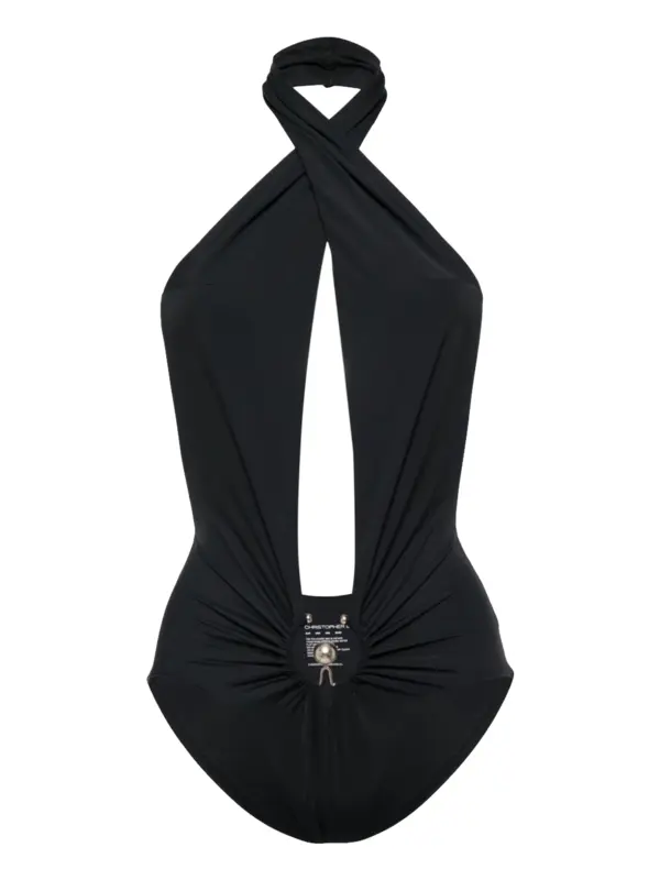 Christopher Esber Pierced Orbit Halter Bodysuit - Black