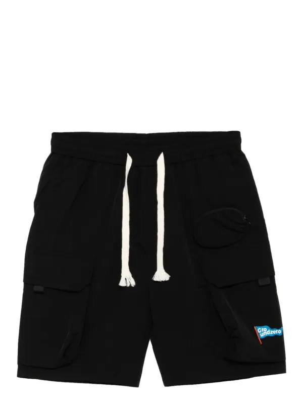 GROUND ZERO Logo-print Cargo Shorts - Black