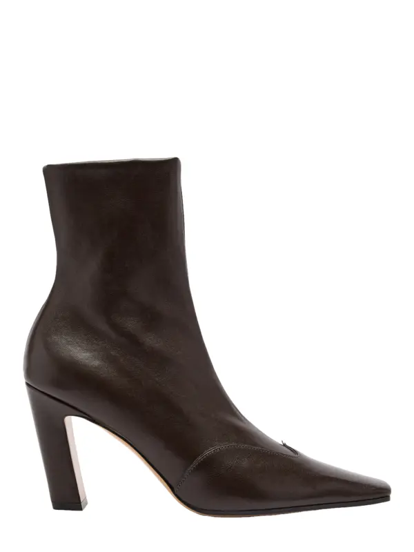 Khaite Nevada 85 Leather Ankle Boots - Brown