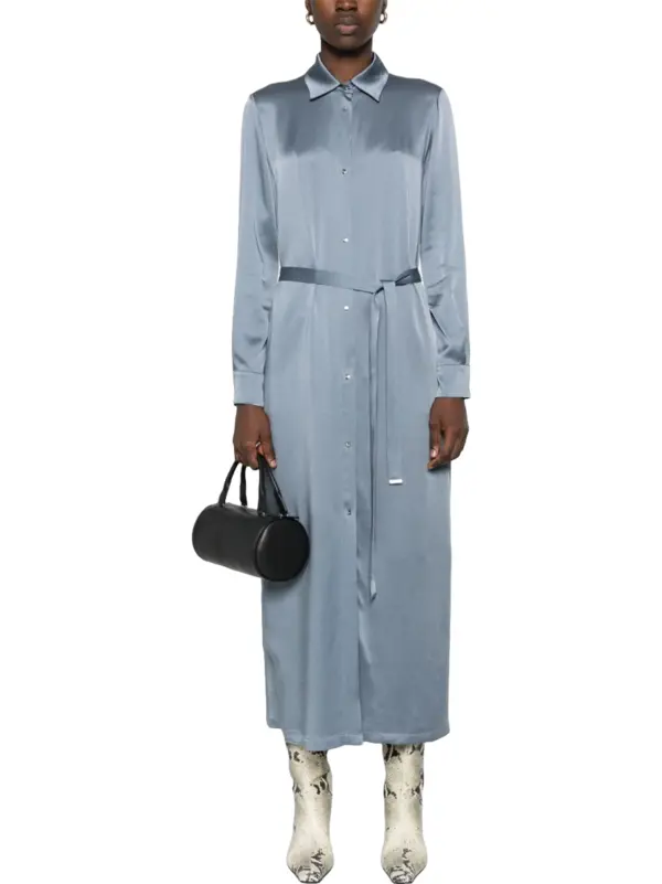 Herno Satin Maxi Dress - Blue