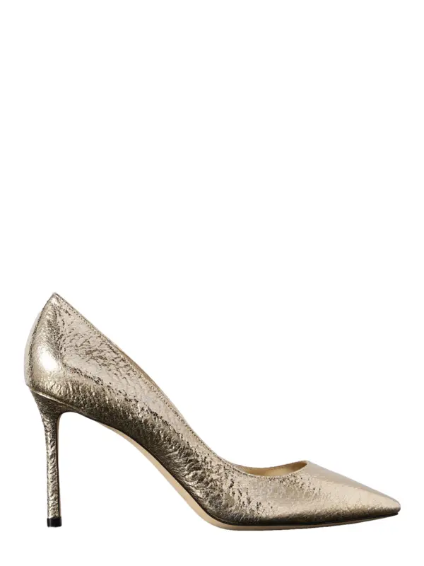 JIMMY CHOO Romy Metallic Crinkled-leather Pumps - Gold