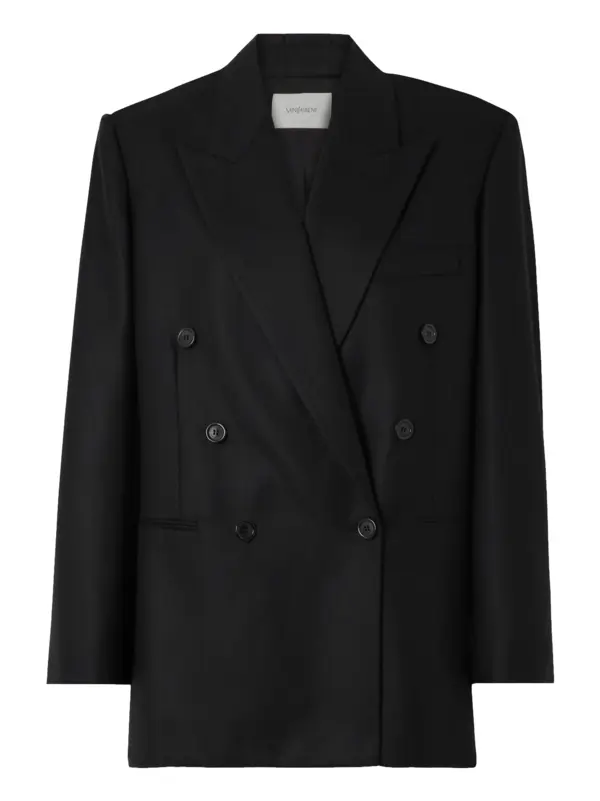 Saint Laurent Double-breasted Cashmere-twill Blazer - Black