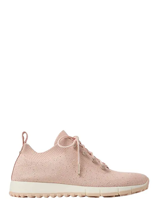 JIMMY CHOO Veles Faux Sequin-embellished Low-top Knitted Trainers - X Macaron