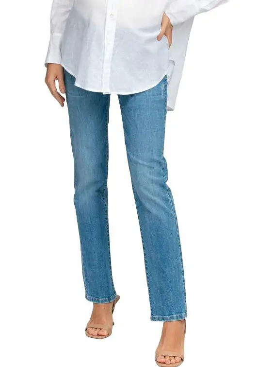 PIETRO BRUNELLI Extra Long Straight Leg Maternity Jeans - Light/ Pastel Blue