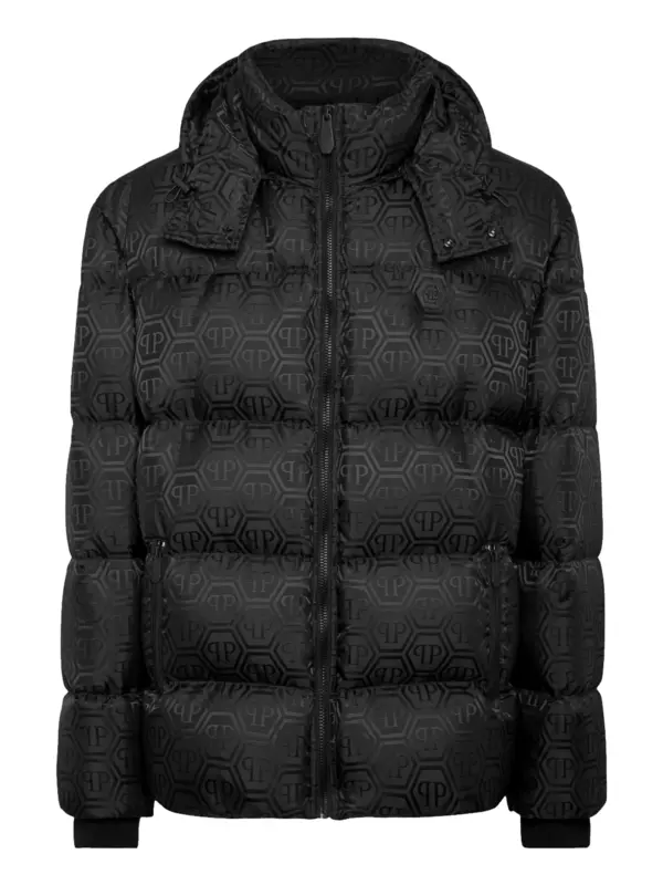 Philipp Plein Monogram-jacquard Padded Jacket - Black