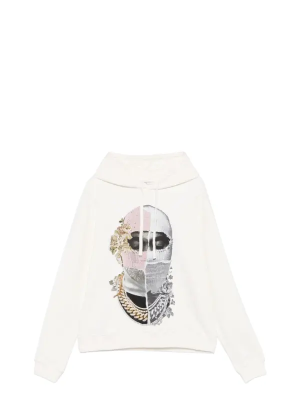 IH NOM UH NIT Newspaper Mask-print Hoodie - Neutrals