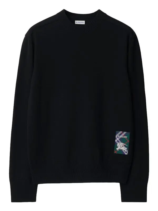 Burberry Check Label Wool Sweater - Black