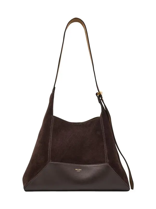 JIMMY CHOO Suede And Leather Hobo Bag - Brown Suede