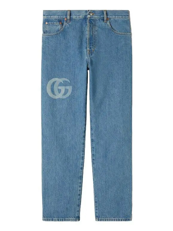 Gucci Lasered Double G Denim Pant - Blue