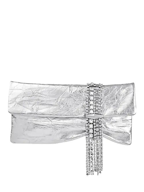 JIMMY CHOO Zandra Crystal-embellished Clutch Bag - Silver/silver