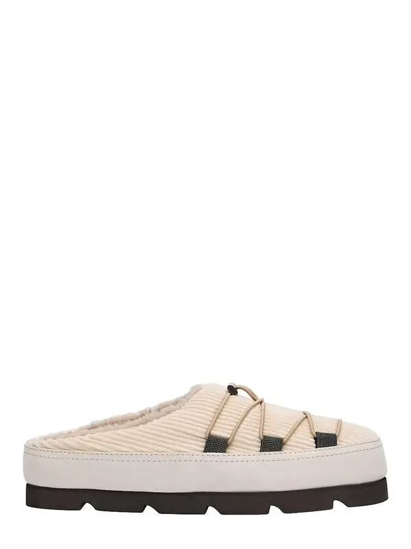 Brunello Cucinelli Suede Cozy Mules - White