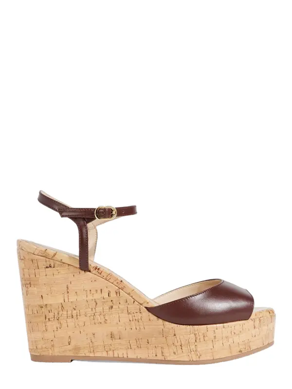 STUART WEITZMAN Palmina Leather Wedge Sandals - Chocolate
