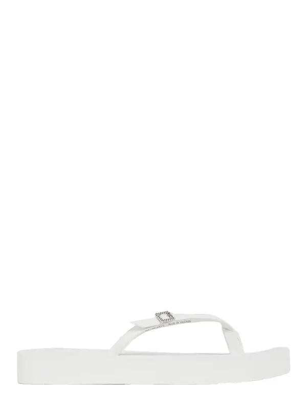 STUART WEITZMAN Embellished Platform Flip Flops - White
