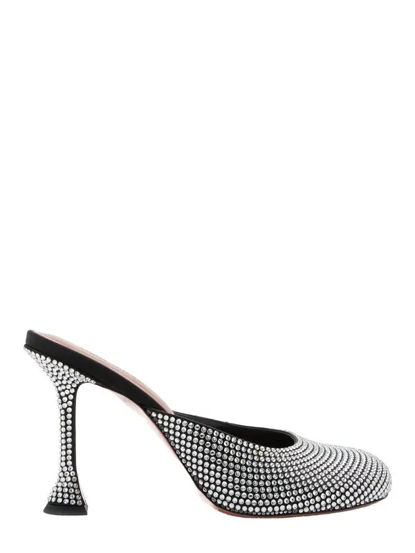 Amina Muaddi Iris Crystal-satin Mules - Black