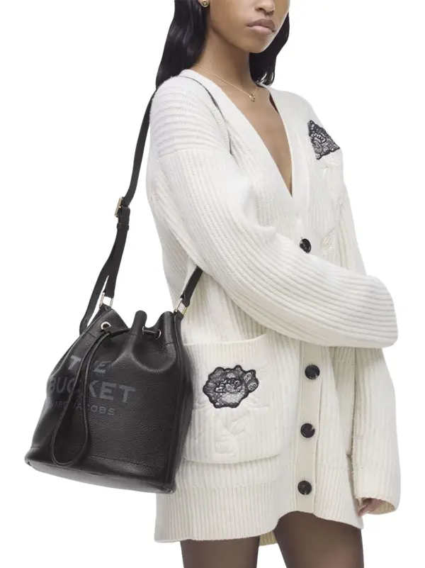 Marc Jacobs Leather Shoulder Bucket Bag - Black