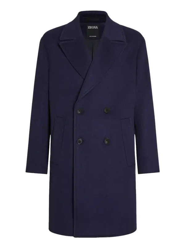 Zegna Double-breasted Cashmere Coat - Blue
