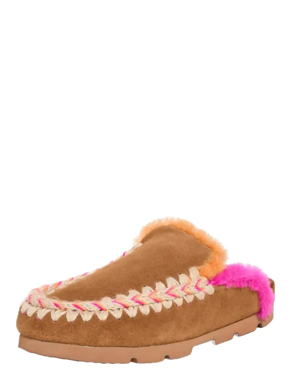 Mou Winer Bio Overstitching Slides - Cognac