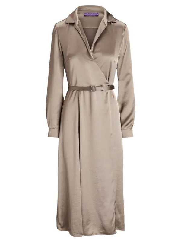 Ralph Lauren Washed Charmeuse Shirt Dress - Brown