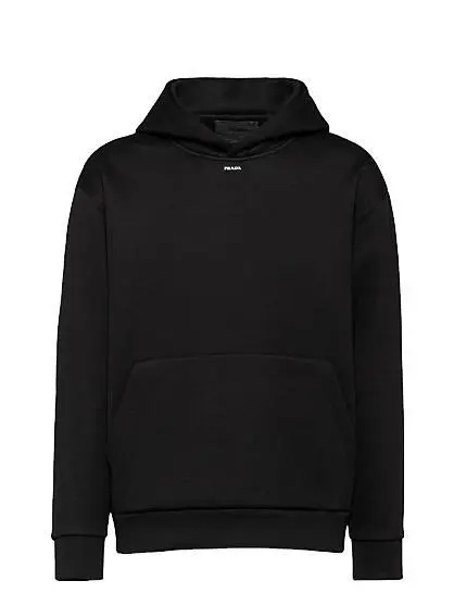 Prada Technical Brand-print Cotton-jersey Hoody - Black
