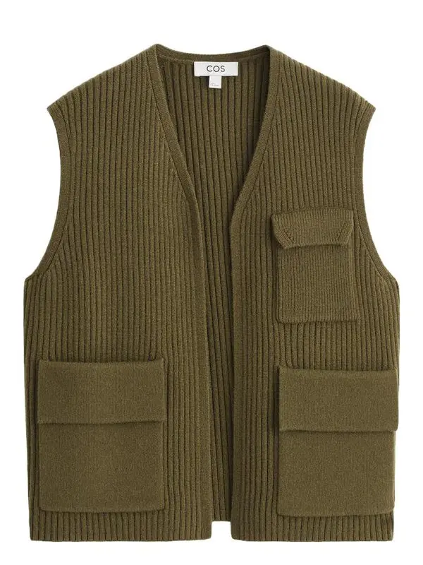 Cos Ribbed Merino Wool Utility Tank - Green