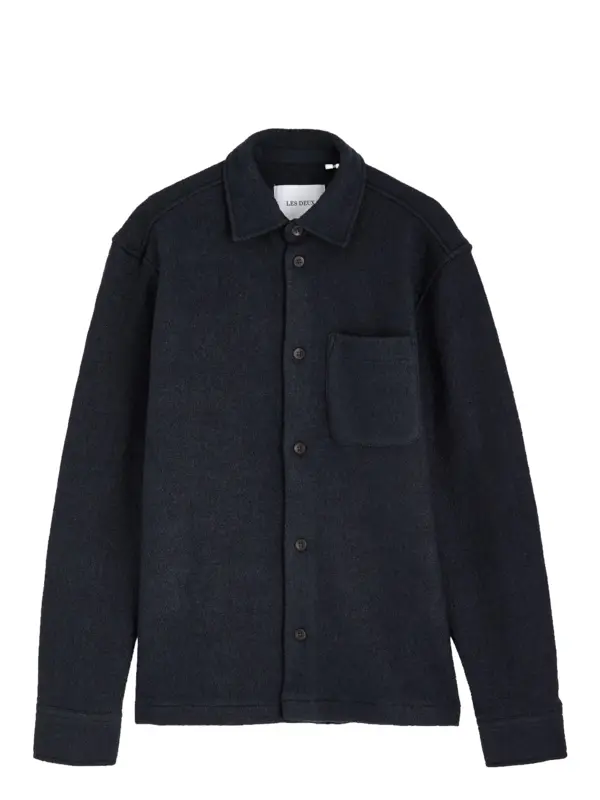 LES DEUX Kaleb Bouclé-knit Overshirt - Navy