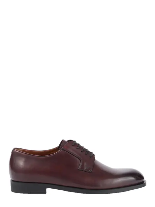 Zegna Leather Derby Shoes - Burgundy