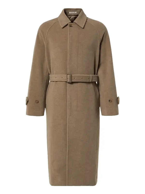 Auralee Belted Wool Overcoat - Brown