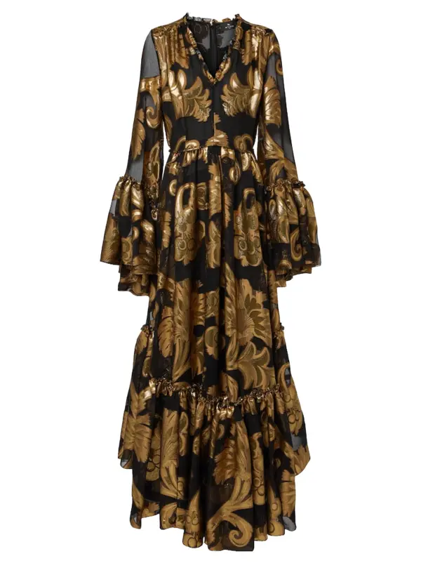 Etro Semi-sheer Lamé Maxi Dress - Gold
