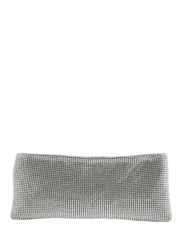 CHRISTIAN LOUBOUTIN Maykimay Mesh Crystal Pouch Clutch Bag - Silver Crystal