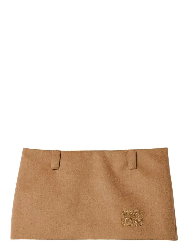 Miu Miu Logo Camel Hair Mini Skirt - Cammello