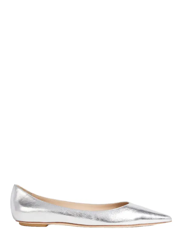 STUART WEITZMAN Emilia Metallic Flats - Silver