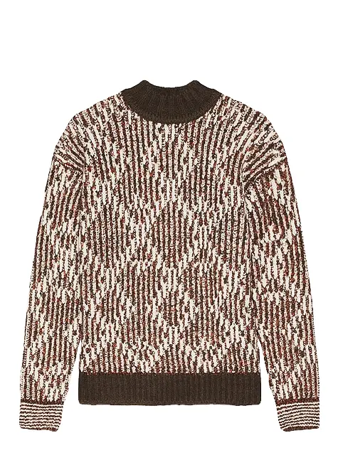 Scotch & Soda Jacquard Turtleneck Sweater - Brown Melange