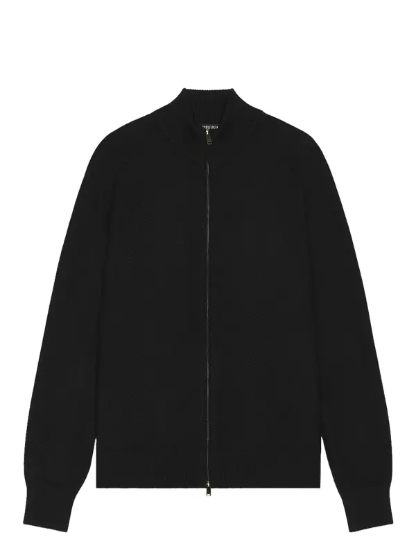 Zegna Cashseta Full Zipper Sweater - Black