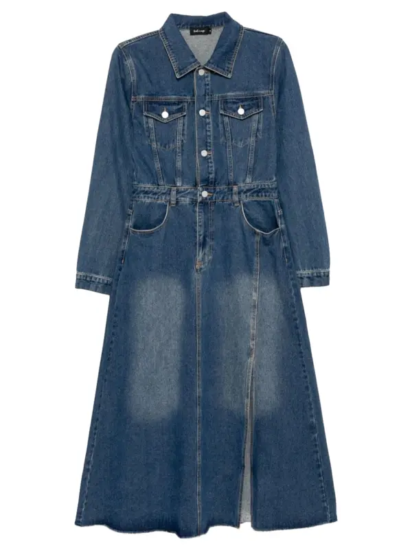 TOUT A COUP Denim Shirt Dress - Blue