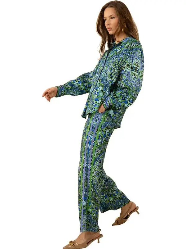 Hale Bob Ryan Twill Palazzo Pant - Green