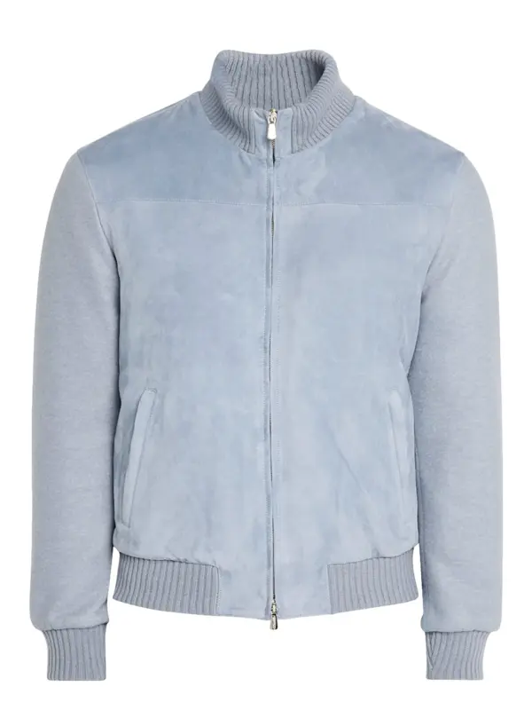 MANDELLI Suede And Cashmere Blouson - Dusty Blu