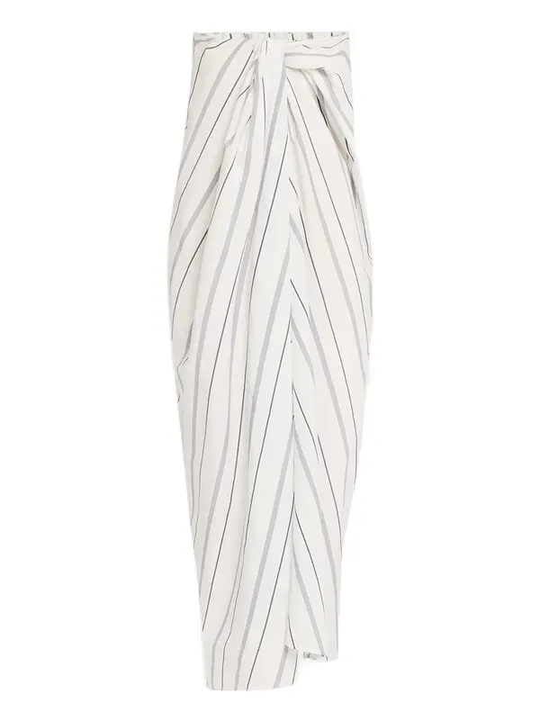 Rosetta Getty Striped Cotton Poplin Maxi Skirt - Whiteblue