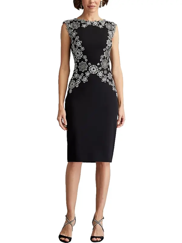 Tadashi Shoji Kiran Embroidered Cocktail Dress - Black/ivory
