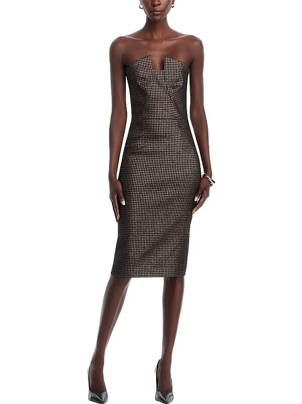 Black Halo Lena Notch Neck Sheath Dress - Deluxe Houndstooth